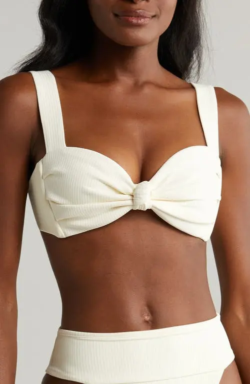 MONTCE Hayden Knotted Rib Bikini Top - Cream Rib