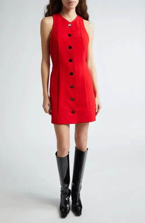 knee length dresses for ladies NEW GANNI STRETCH SUITING V-NECK MINI DRESS - SHOCKING PINK