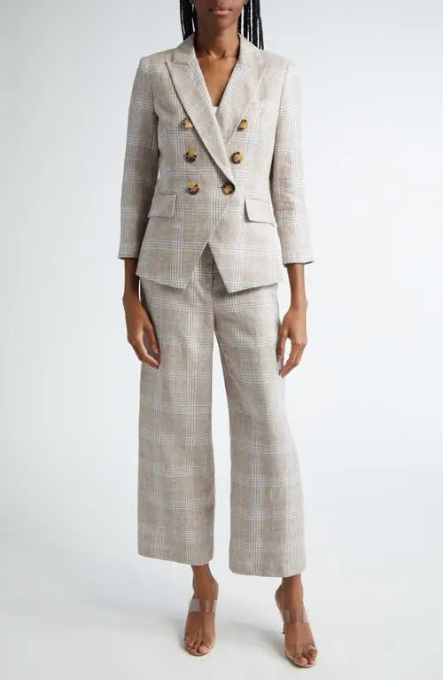 Veronica Beard Empire Plaid Linen Dickey Jacket