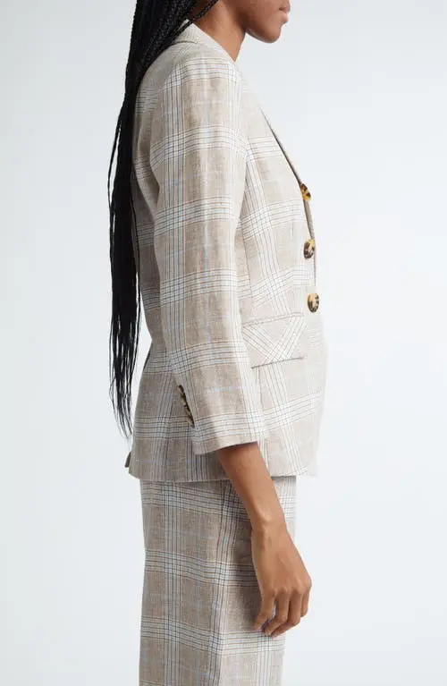 Veronica Beard Empire Plaid Linen Dickey Jacket