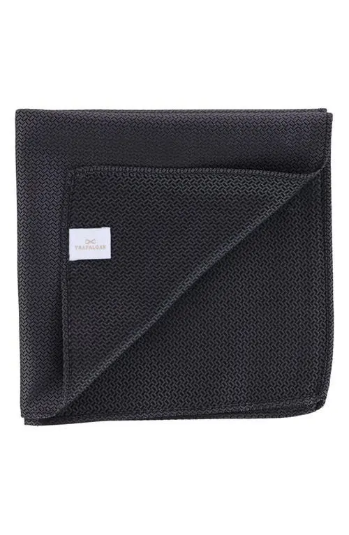 Trafalgar The Monte Bello Interlocked Silk Pocket Square - Black