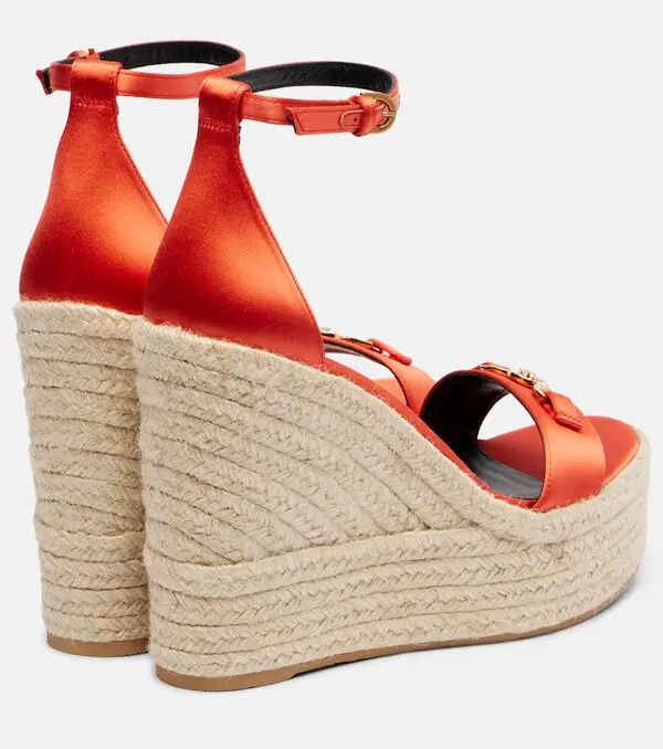 Versace Medusa '95 Satin Espadrille Wedges - Orange