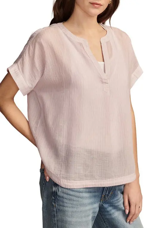 Lucky Brand Stripe Dolman Sleeve Pullover Top - Diffused Orchid Stri