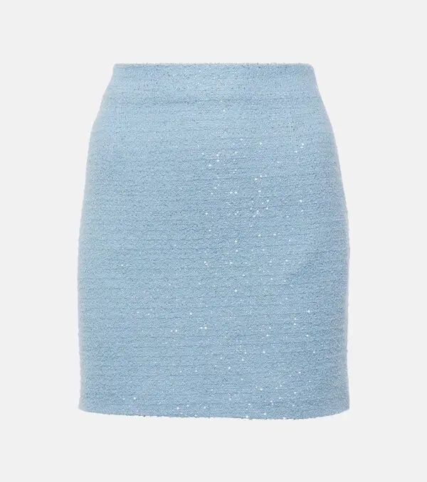Alessandra Rich Sequined Tweed Miniskirt - Blue