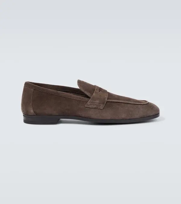 TOM FORD Sean Suede Penny Loafers - Brown