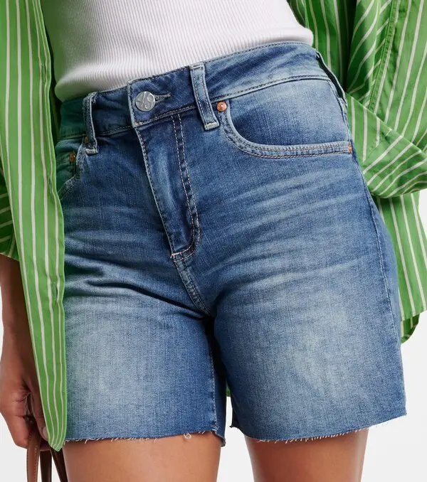 Ag Ex-boyfriend High-rise Denim Shorts - Blue