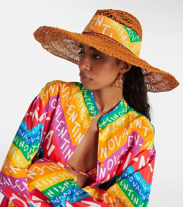Valentino Garavani Chevron Straw Sun Hat