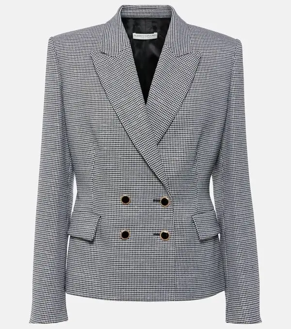 Alessandra Rich Houndstooth Wool-blend Jacket - Multicoloured