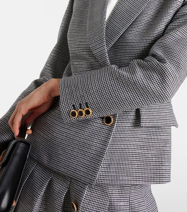 Alessandra Rich Houndstooth Wool-blend Jacket