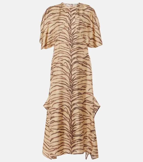 Stella McCartney Printed Silk Midi Dress - Beige