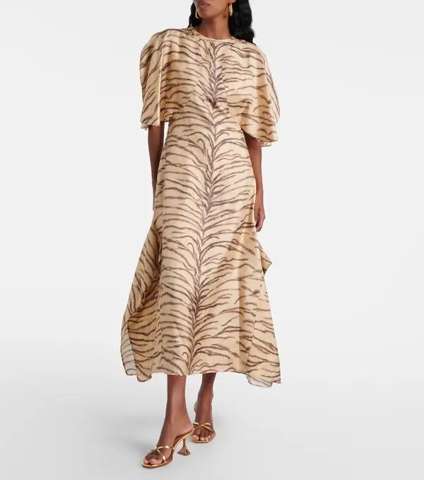 Stella McCartney Printed Silk Midi Dress - Beige