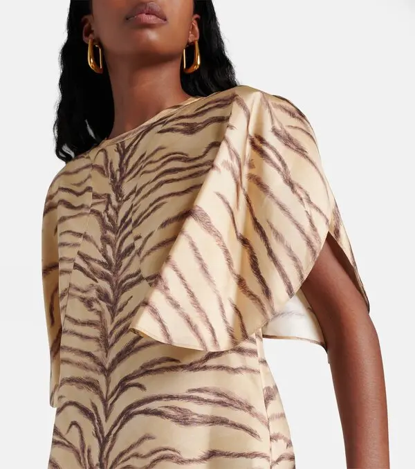Stella McCartney Printed Silk Midi Dress - Beige