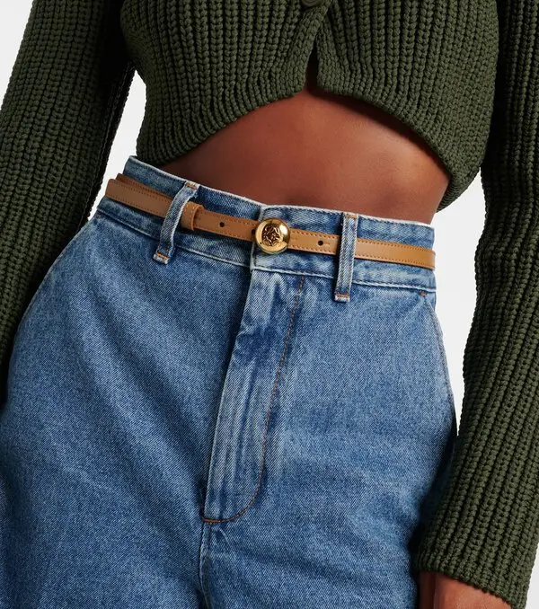 Loewe Pebble Anagram Leather Belt - Brown