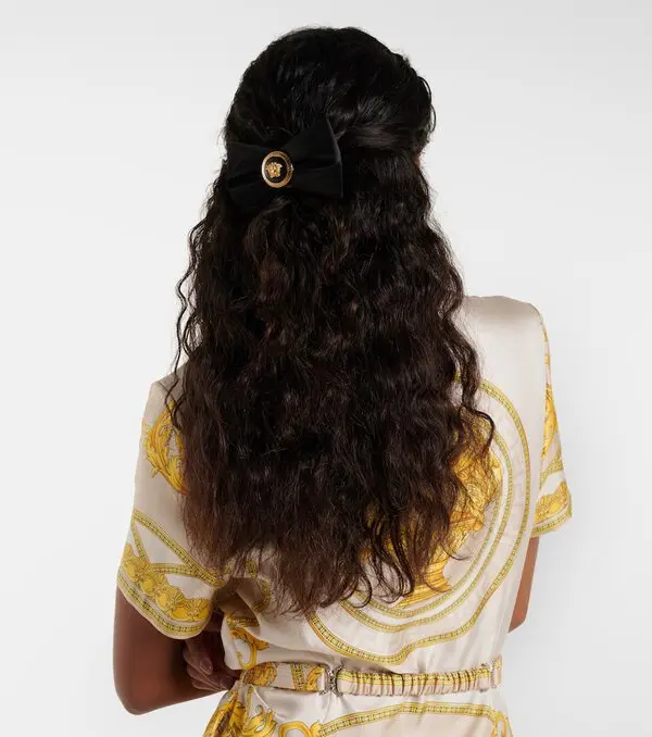 Medusa hair clips - Versace - Silk - Black/Gold Versace Medusa Head Hair Clip - Black - 13% Off | Editorialist main image 4