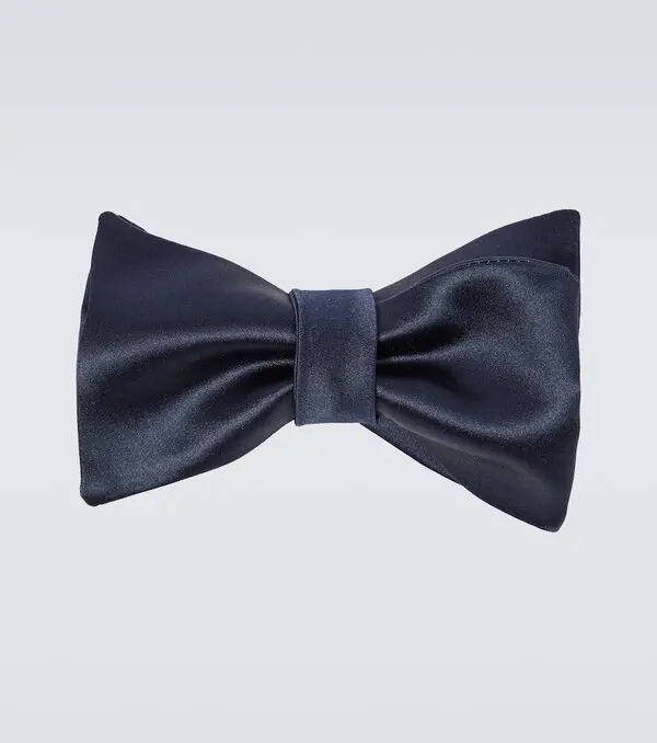Brunello Cucinelli Cotton And Silk Satin Bow Tie - Blue
