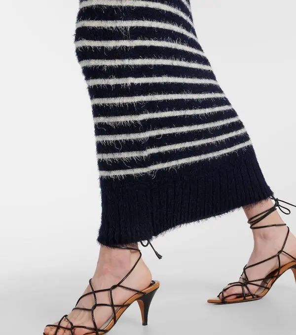 Khaite Helen Striped Silk And Cashmere Midi Dress - Multicoloured