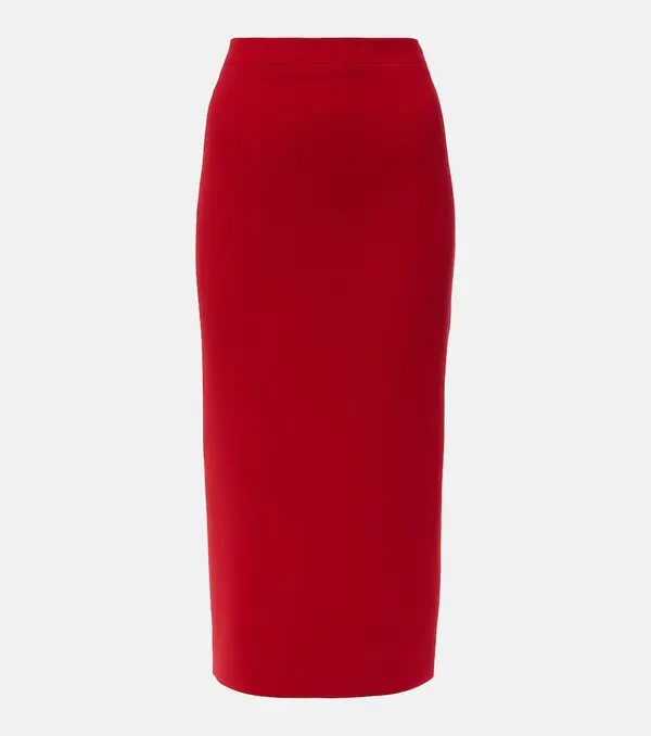 Alessandra Rich Wool Midi Skirt - Red
