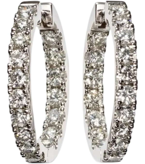 ROXANNE FIRST 14kt White Gold Diamond Hoop Earrings