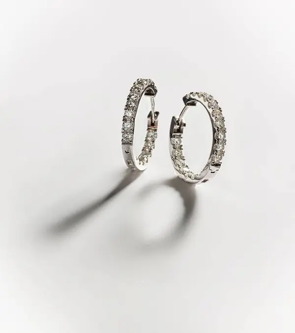 ROXANNE FIRST 14kt White Gold Diamond Hoop Earrings