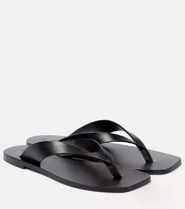 A.emery Kinto Leather Thong Sandals - Black
