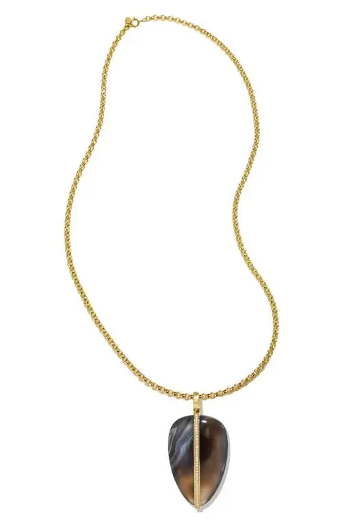 BY PARIAH Xl Diamond Pebble Pendant Necklace - Brown/ White