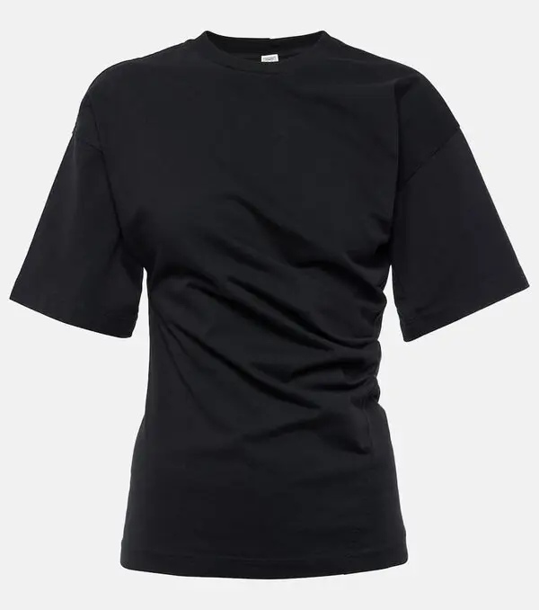 TOTEME Gathered Cotton Jersey T-shirt - Black
