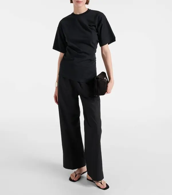 TOTEME Gathered Cotton Jersey T-shirt - Black