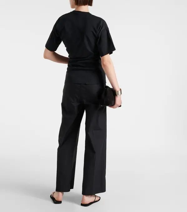 TOTEME Gathered Cotton Jersey T-shirt - Black