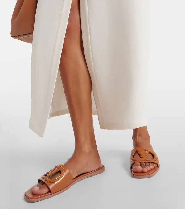 Valentino Garavani Vlogo Cutout Leather Slides