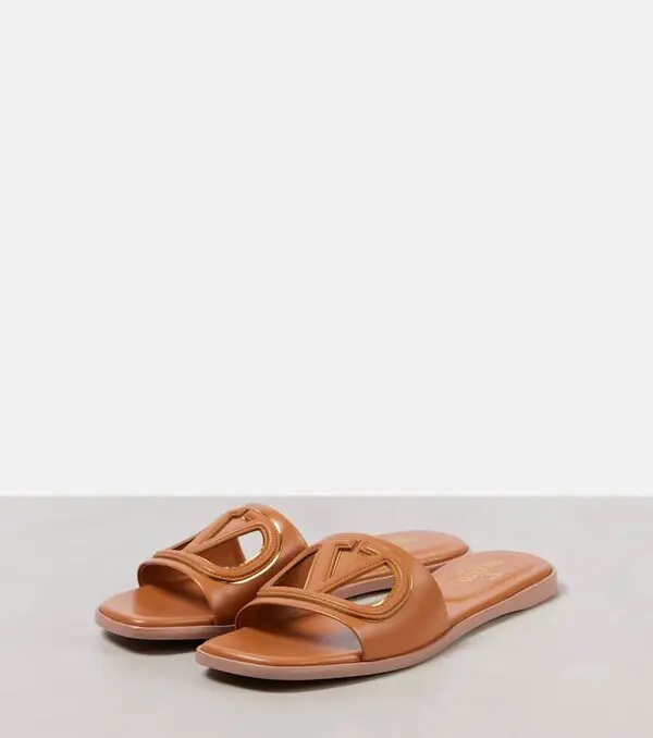 Valentino Garavani Vlogo Cutout Leather Slides