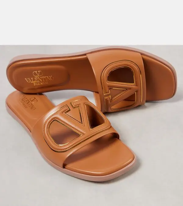 Valentino Garavani Vlogo Cutout Leather Slides