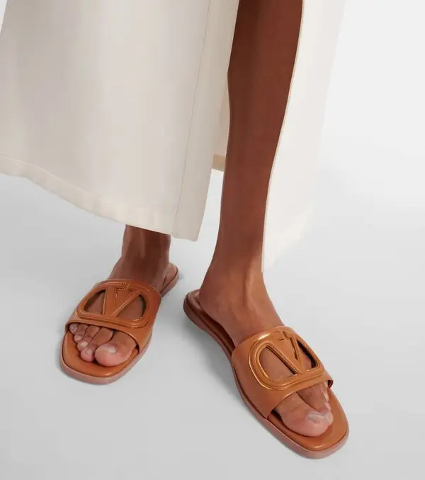 Valentino Garavani Vlogo Cutout Leather Slides