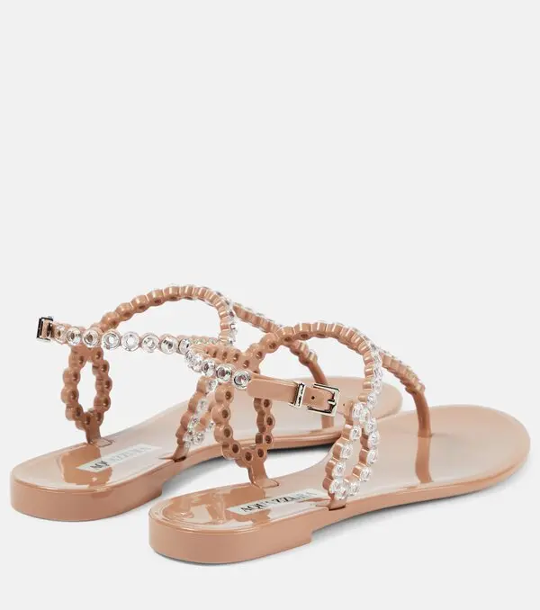 AQUAZZURA Embellished Pvc Sandals - Beige