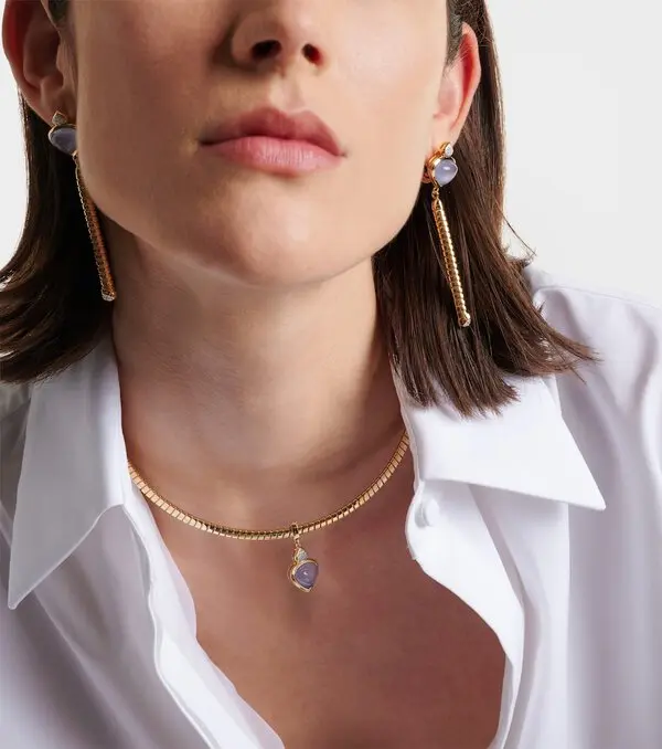 Marina B Trisolina 18kt Yellow Pendant Necklace With Chalcedony And Diamonds