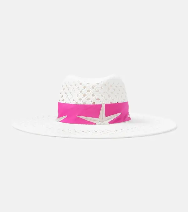Valentino Garavani Printed Raffia Sun Hat - White
