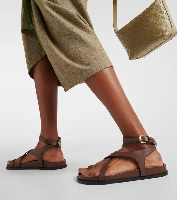 A.emery Jalen Slim Leather Sandals - Brown