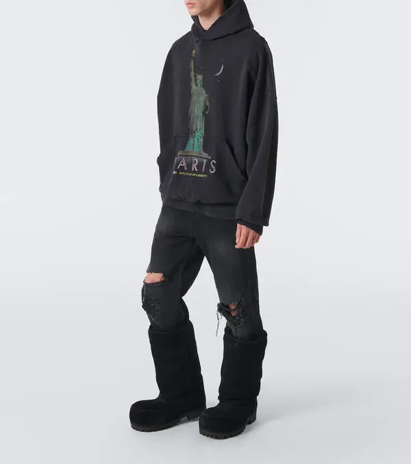 Balenciaga Alaska Fur High Suede Boots - Black