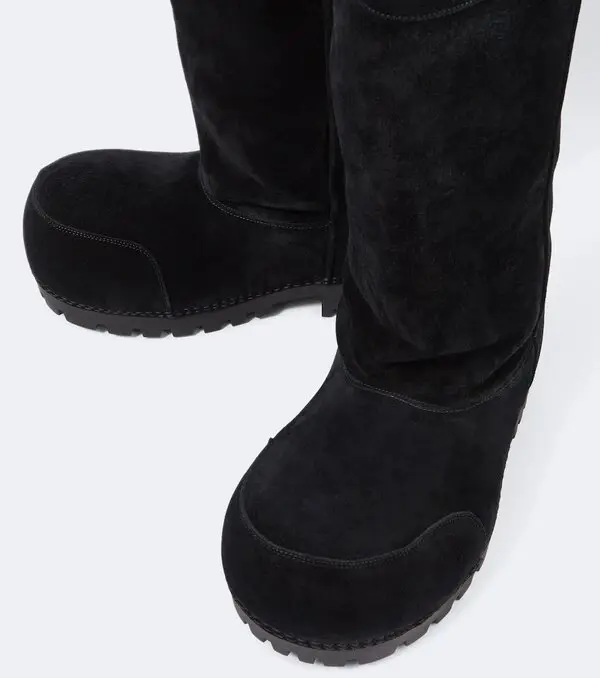 Balenciaga Alaska Fur High Suede Boots - Black