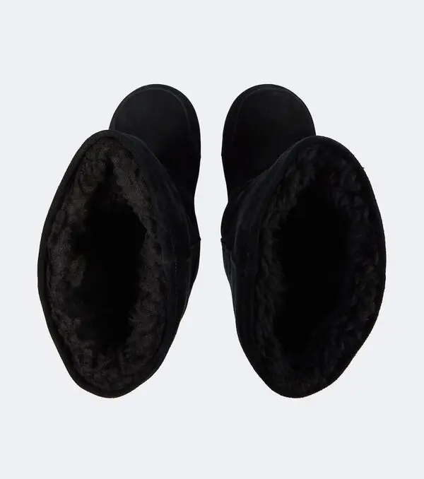 Balenciaga Alaska Fur High Suede Boots - Black