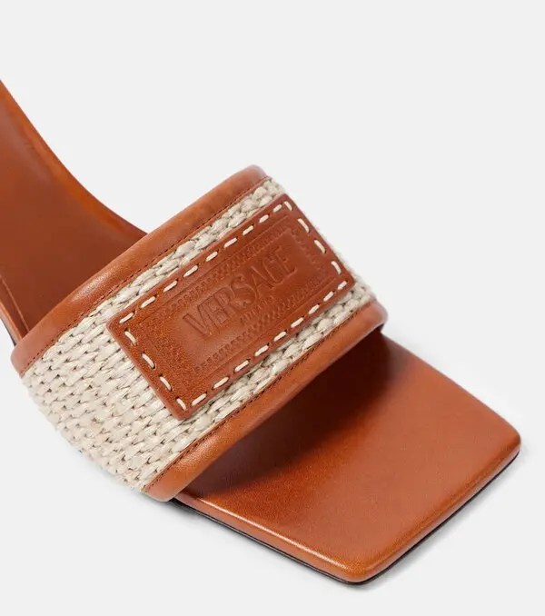 Versace Theia Barocco Raffia Mules - Multicoloured