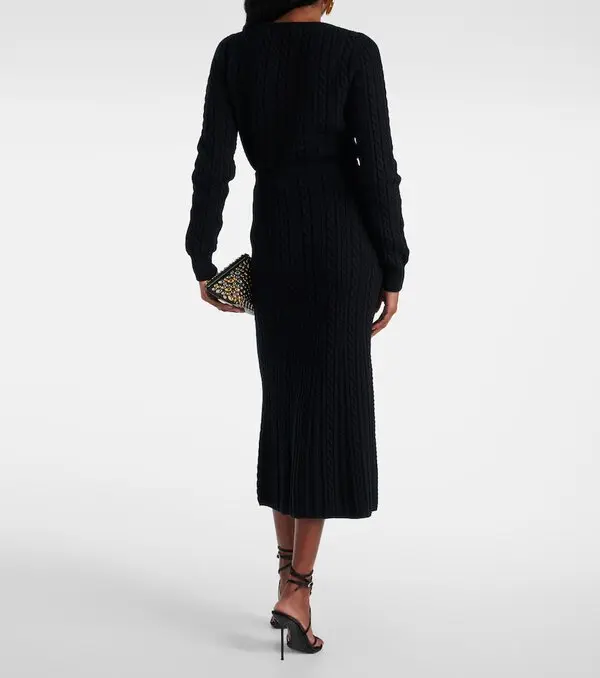 Alessandra Rich Cable-knit Wool Midi Skirt