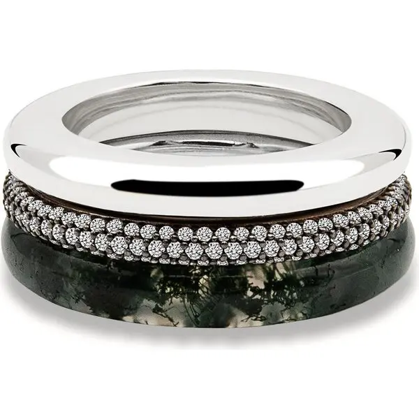 BY PARIAH Aurea Diamond Stack Ring With Agate