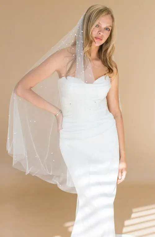 Brides & Hairpins Ione Crystal & Imitation Pearl Fingertip Veil - Ivory