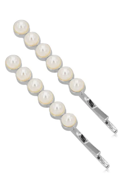Brides & Hairpins Kalene Crystal & Pearl Bobby Pins - Silver