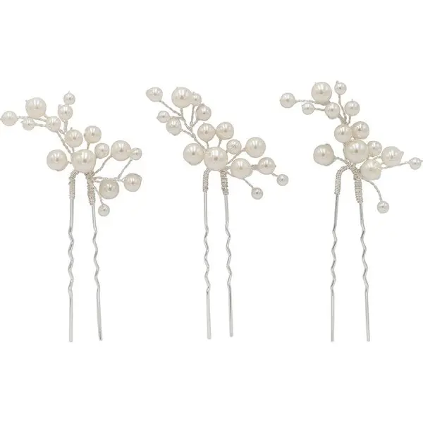 Brides & Hairpins Ellison Set Of 3 Hair Pins - Silver