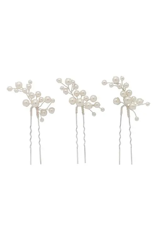Brides & Hairpins Ellison Set Of 3 Hair Pins - Silver
