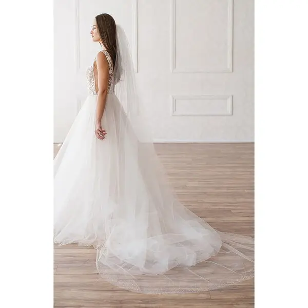 Brides & Hairpins Luella Beaded Trim Cathedral Veil - Ivory