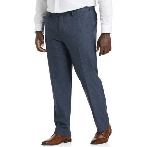 OAK HILL BY DXL Big & Tall Windowpane Suit Pants - Blue