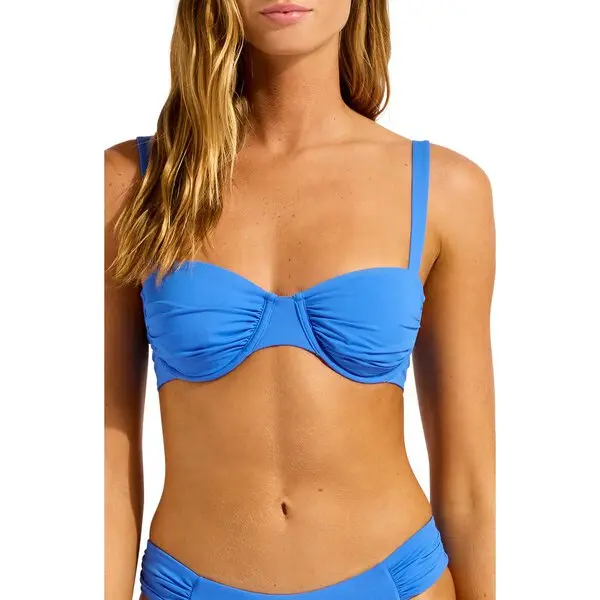 Seafolly Ruched Underwire Bikini Top - Sapphire
