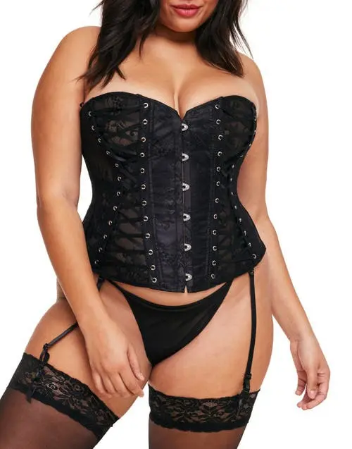 ADORE ME Nikita Unlined Boned Corset & G-string Set - Black